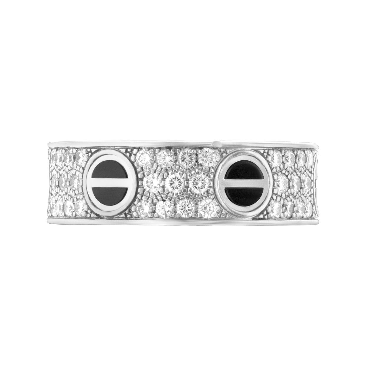 Cartier Love ring w/ diamonds & black ceramic screws in 18k