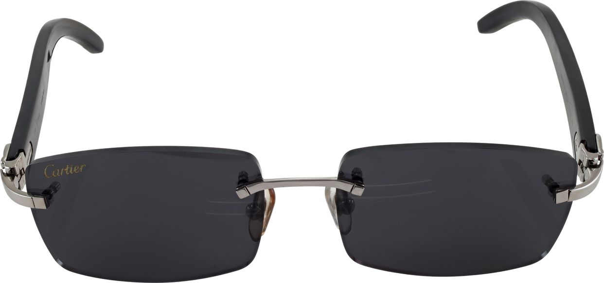 Cartier sunglasses with Buffalo Horn temples. in Stainless steel.