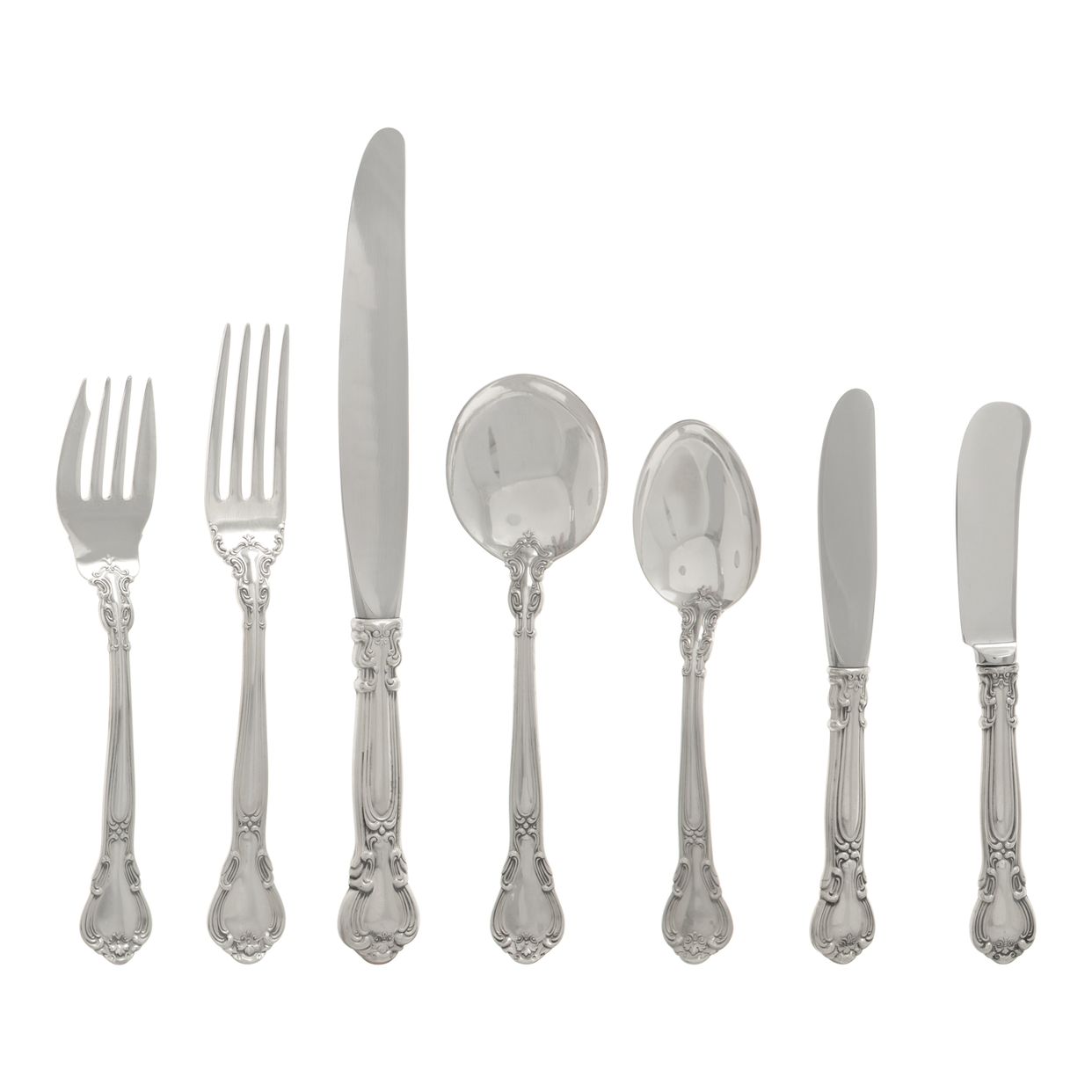 CHANTILLY sterling flatware set patented in 1895 by Gorham,74