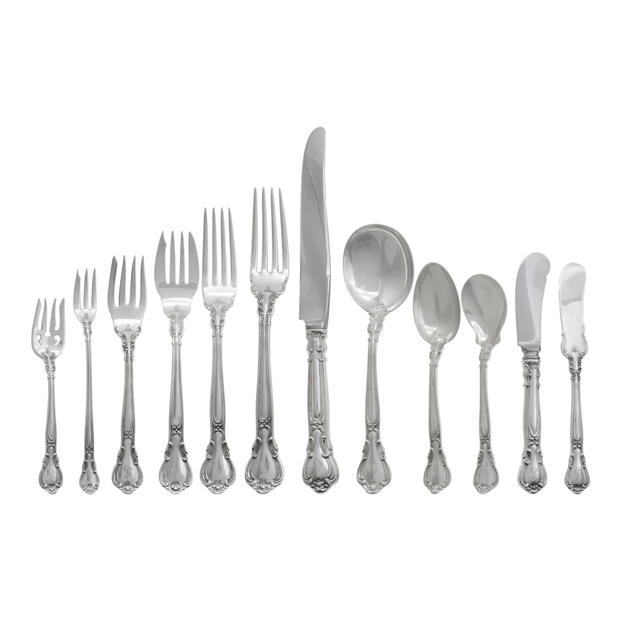 CHANTILLY sterling silver flatware set, patent 1895 by Gorham,