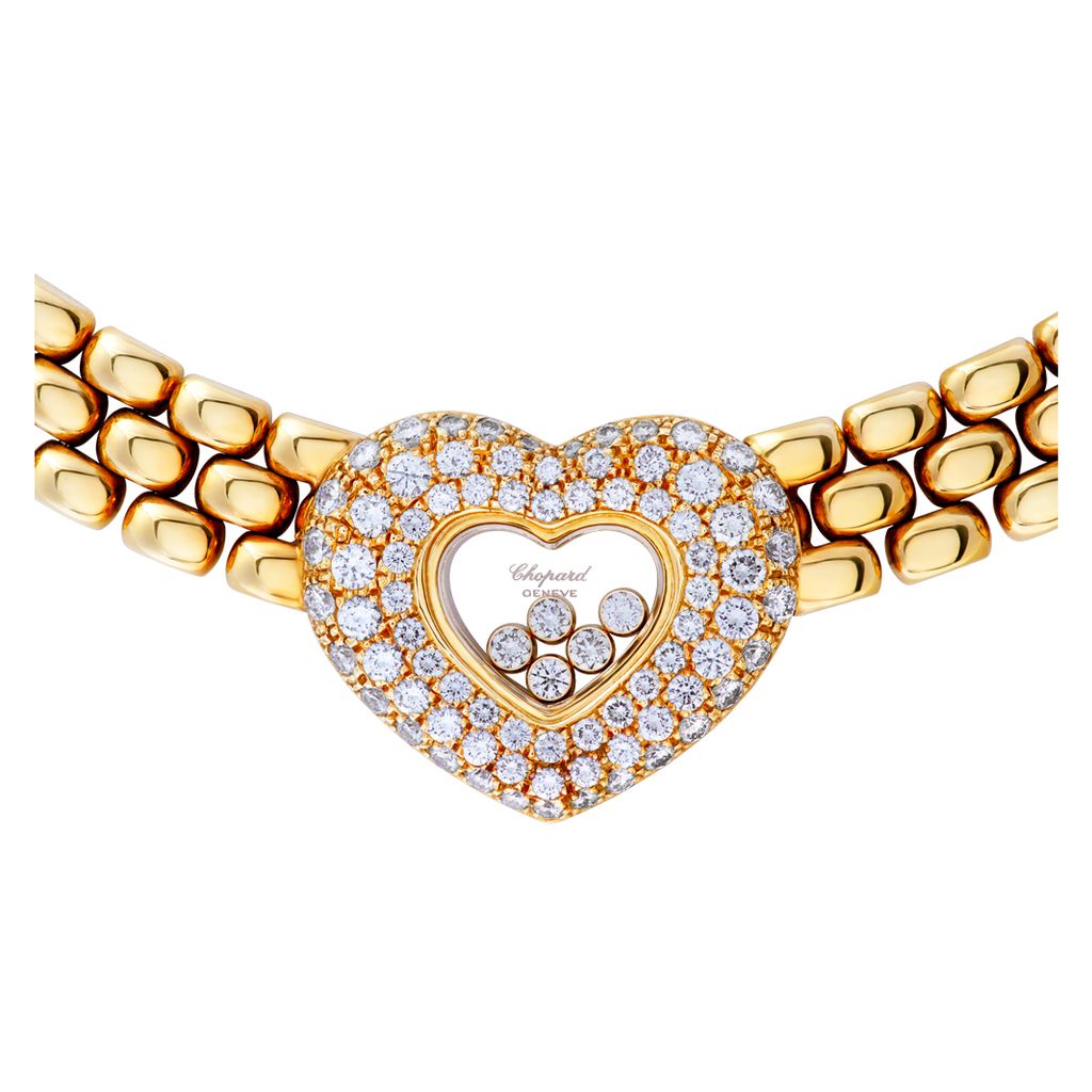 Chopard Happy Diamond Heart link necklace in 18k gold | Gray & Sons