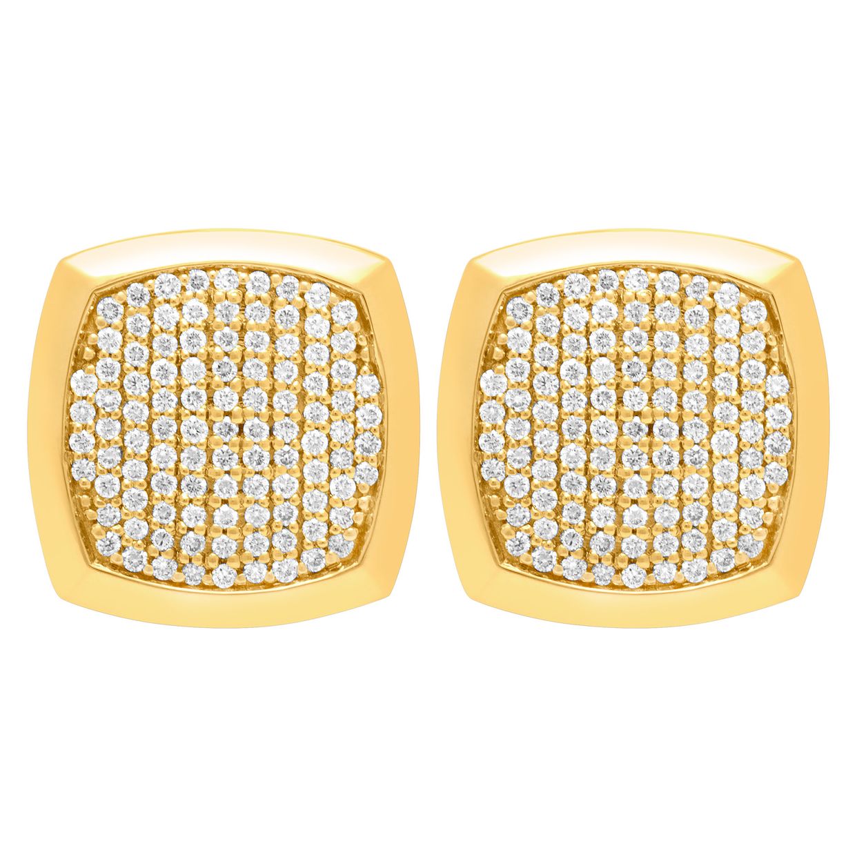 Cushion shape diamond cufflinks in 18k gold. 1.48 carats in