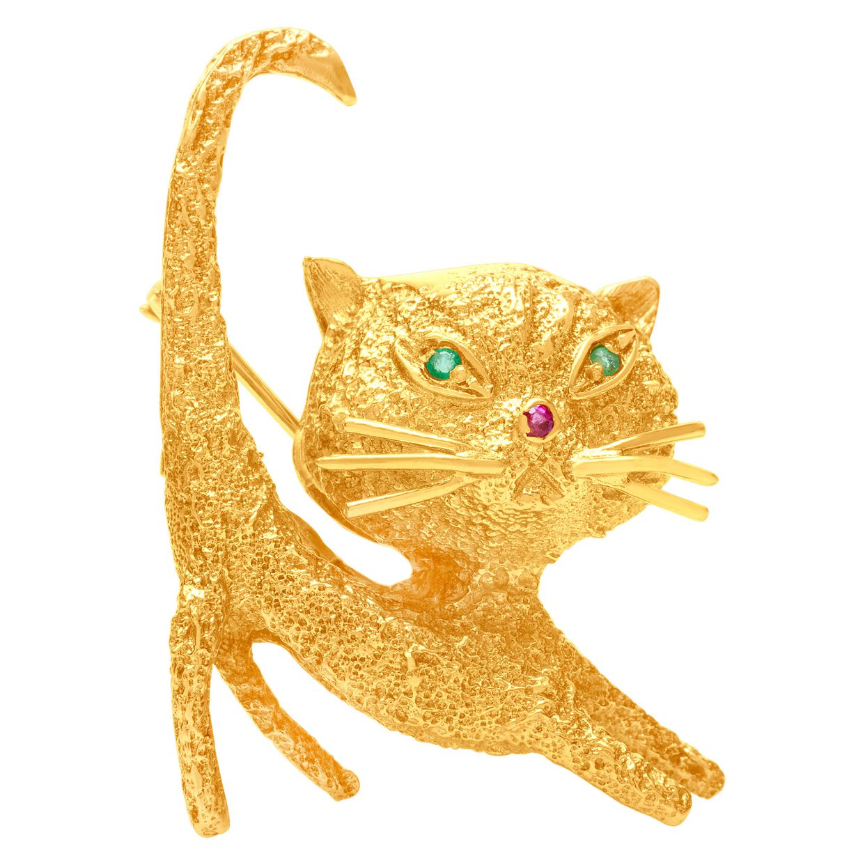 Cute cat pin in 18k yellow gold | Gray & Sons Jewelers