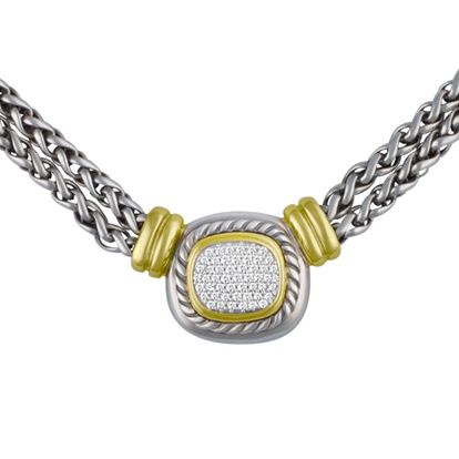 David Yurman double sterling wheat chain with pave diamond