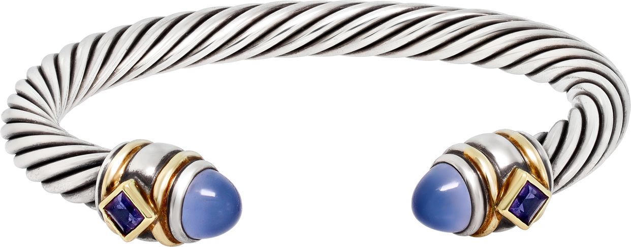 David Yurman sterling silver 14k yellow gold moonstone and blue