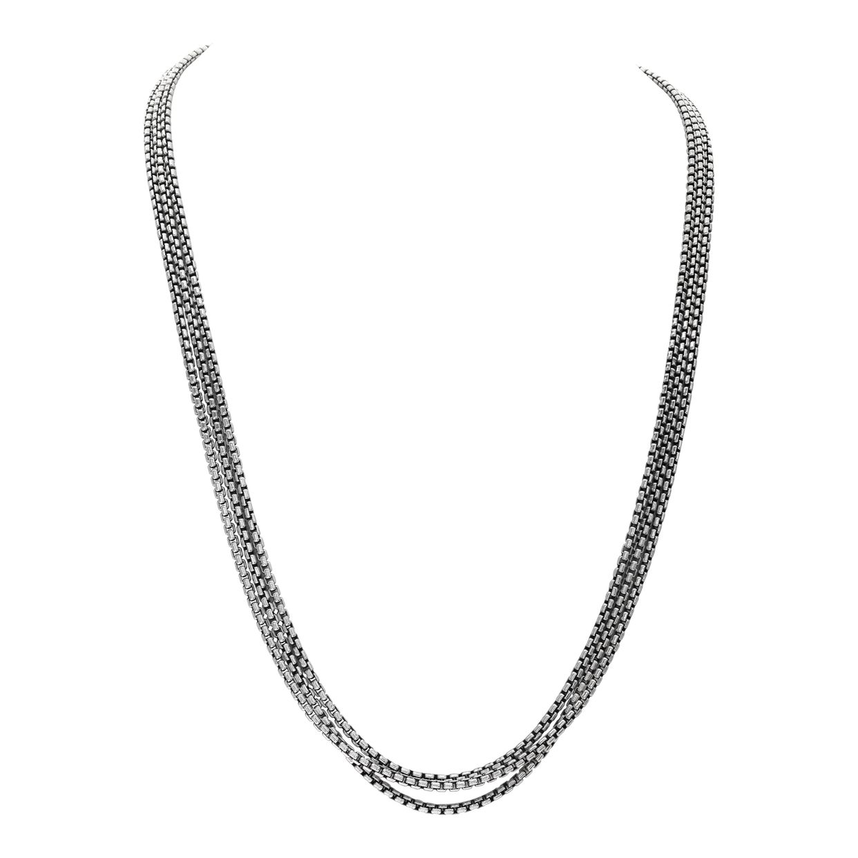 David Yurman sterling silver boxchain necklace with 14k gold