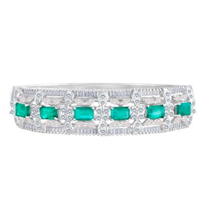 Diamond & Emerald Bangle in 18k | Gray & Sons Jewelers