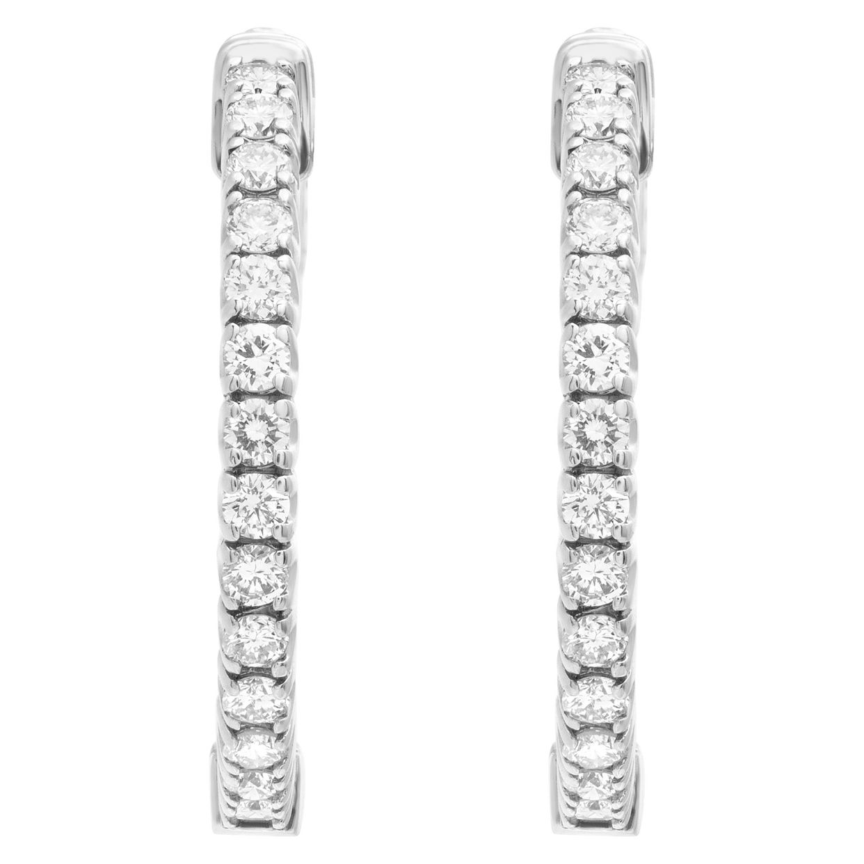 Diamond in and out hoop earrings in 14k white gold, | Gray & Sons