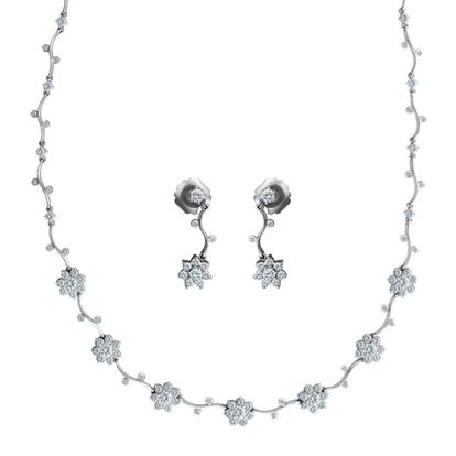 Diamond necklace & earring set in 18k white gold S512319 | Gray & Sons