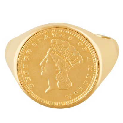 $1 Gold Coin Ring in 18k yellow gold | Gray & Sons Jewelers
