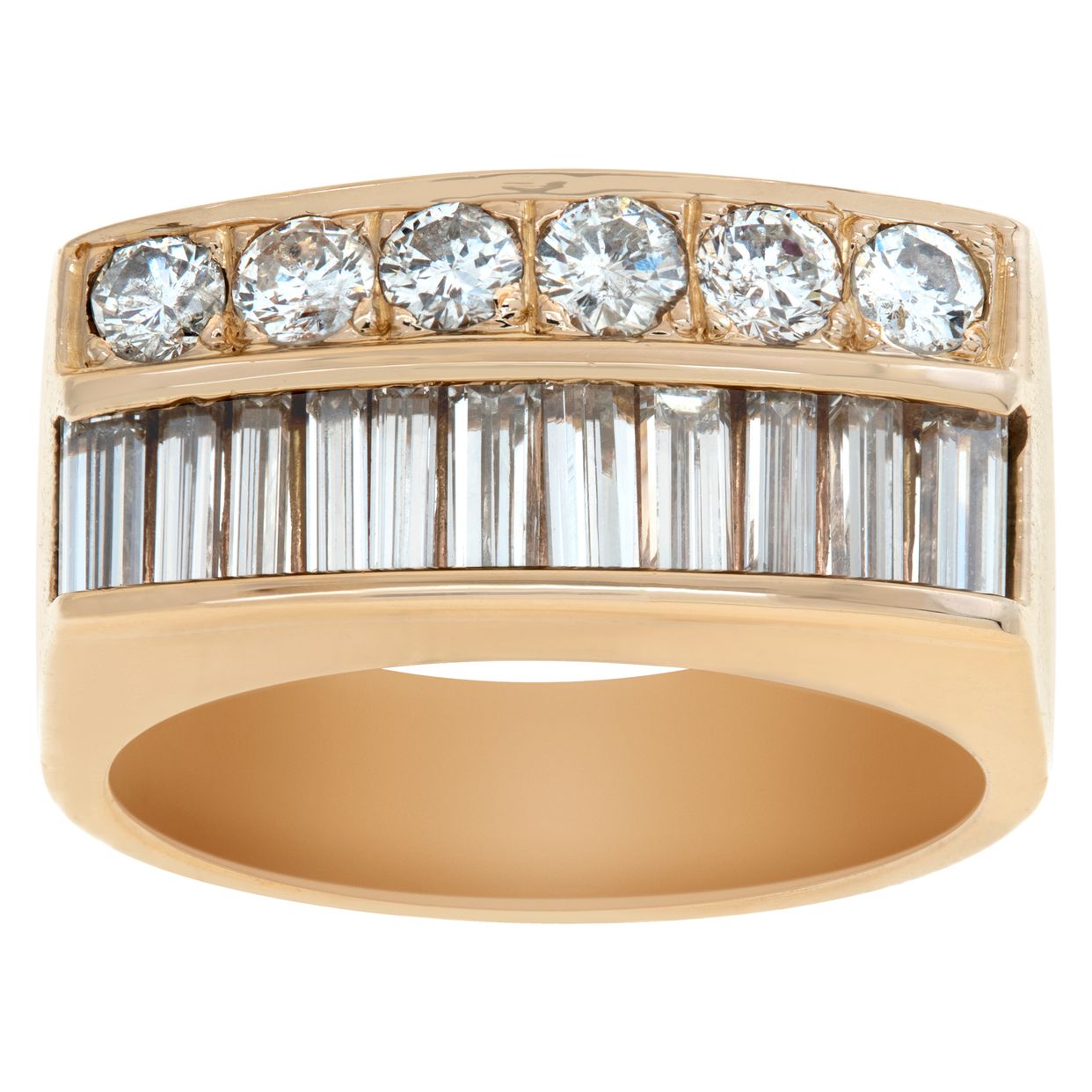 Double Row diamond ring in 18k yellow gold | Gray & Sons Jewelers