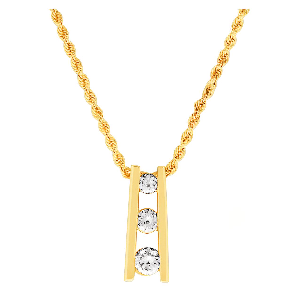Drop diamond pendant neclace in 14k yellow gold. 0.40 carats in