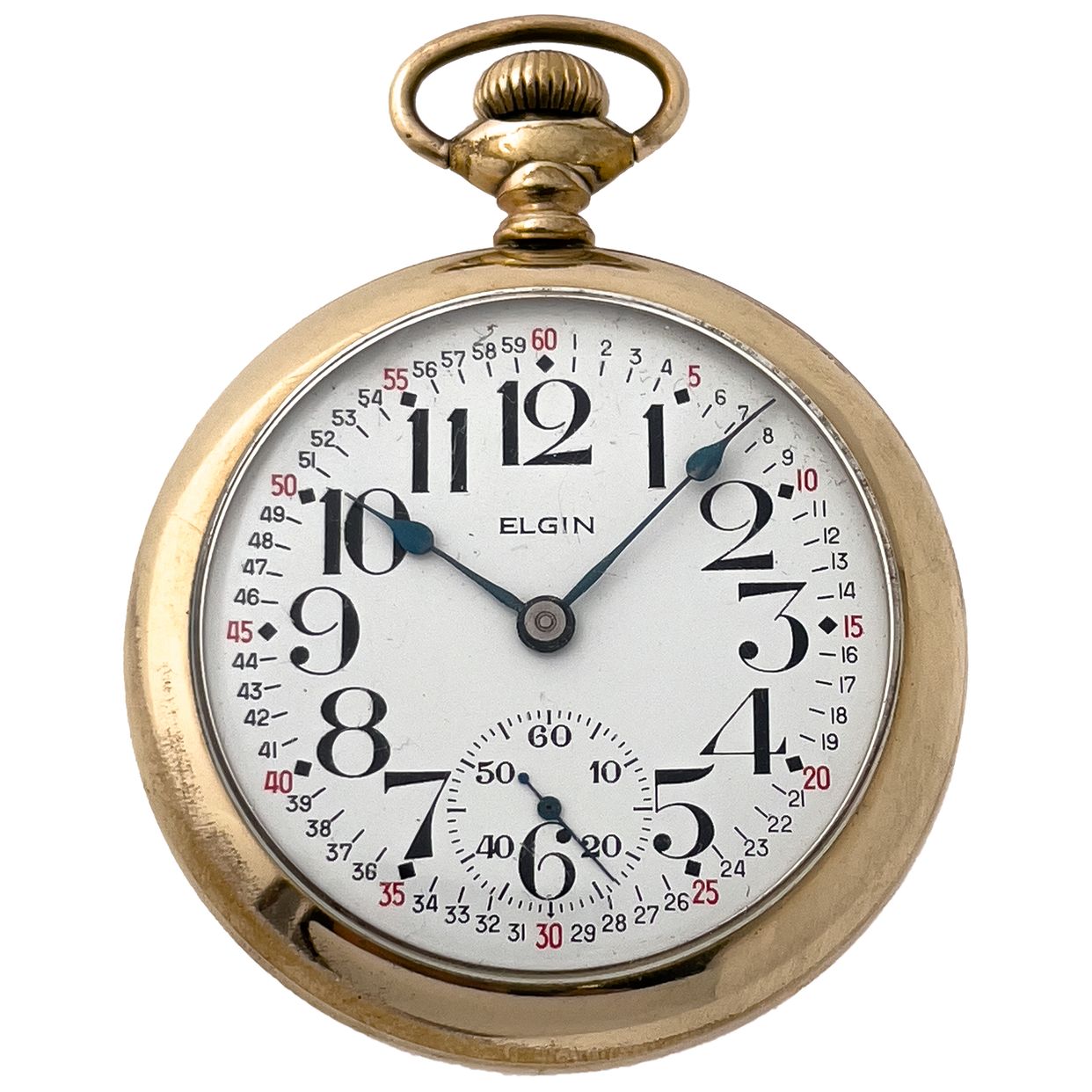 Used Elgin pocket watch Father Time gold fill 50mm Manual
