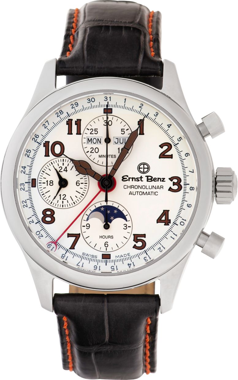 Pre-owned Ernst Benz Chronolunar 20300 Stainless Steel 40mm