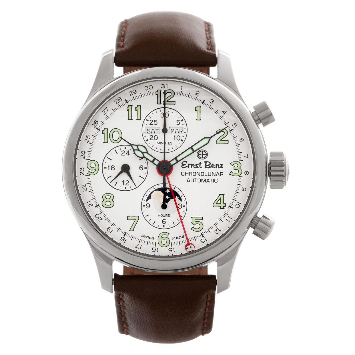 Preowned Ernst Benz Chronolunar 40300 Stainless Steel White