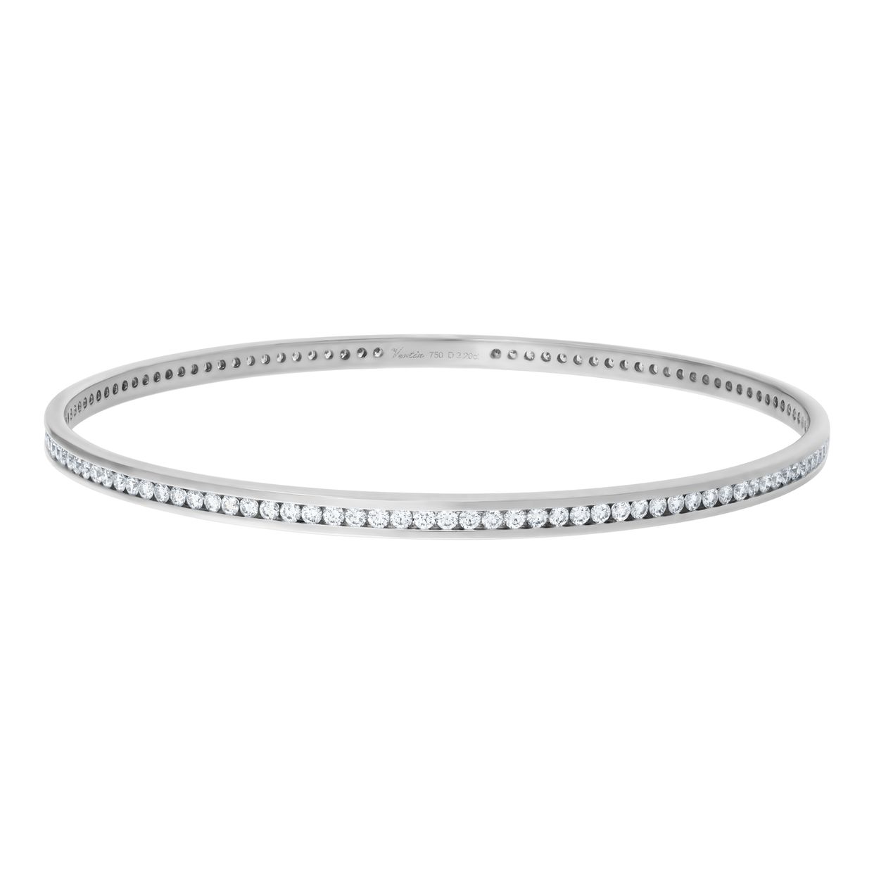 Eternity diamond bangle in 18k white gold signed 'Vertin'