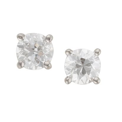 European Cut Diamond Studs set in 18k white gold with | Gray & Sons