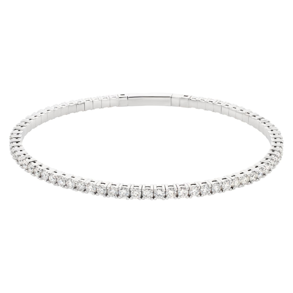 Flexible oval diamond bangle in 14k white gold | Gray & Sons Jewelers