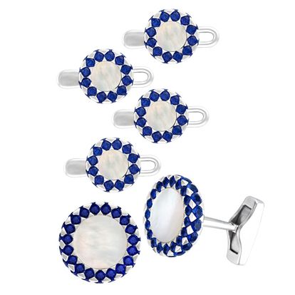 George Gero tuxedo set in 18k white gold | Gray & Sons Jewelers