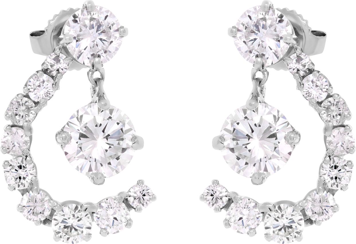 GIA certified diamonds dangling earrings set in 14K white gold.