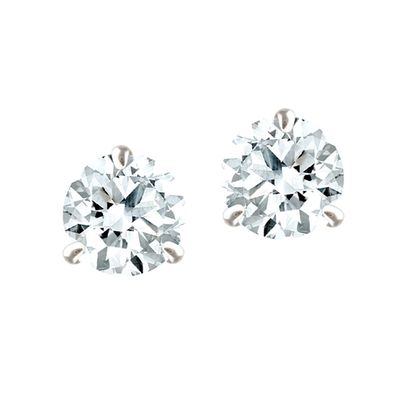 Gia Certified Round Brilliant Diamond Studs Set In 18k White