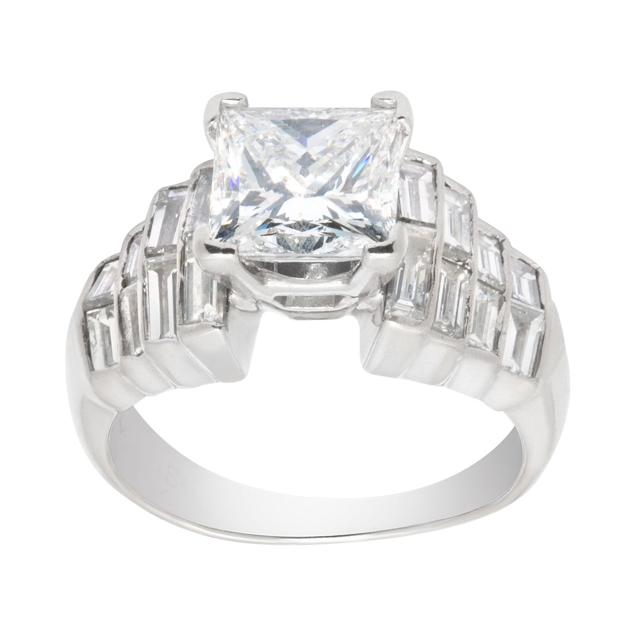 GIA certified square modified brilliant cut diamond ring 2.03