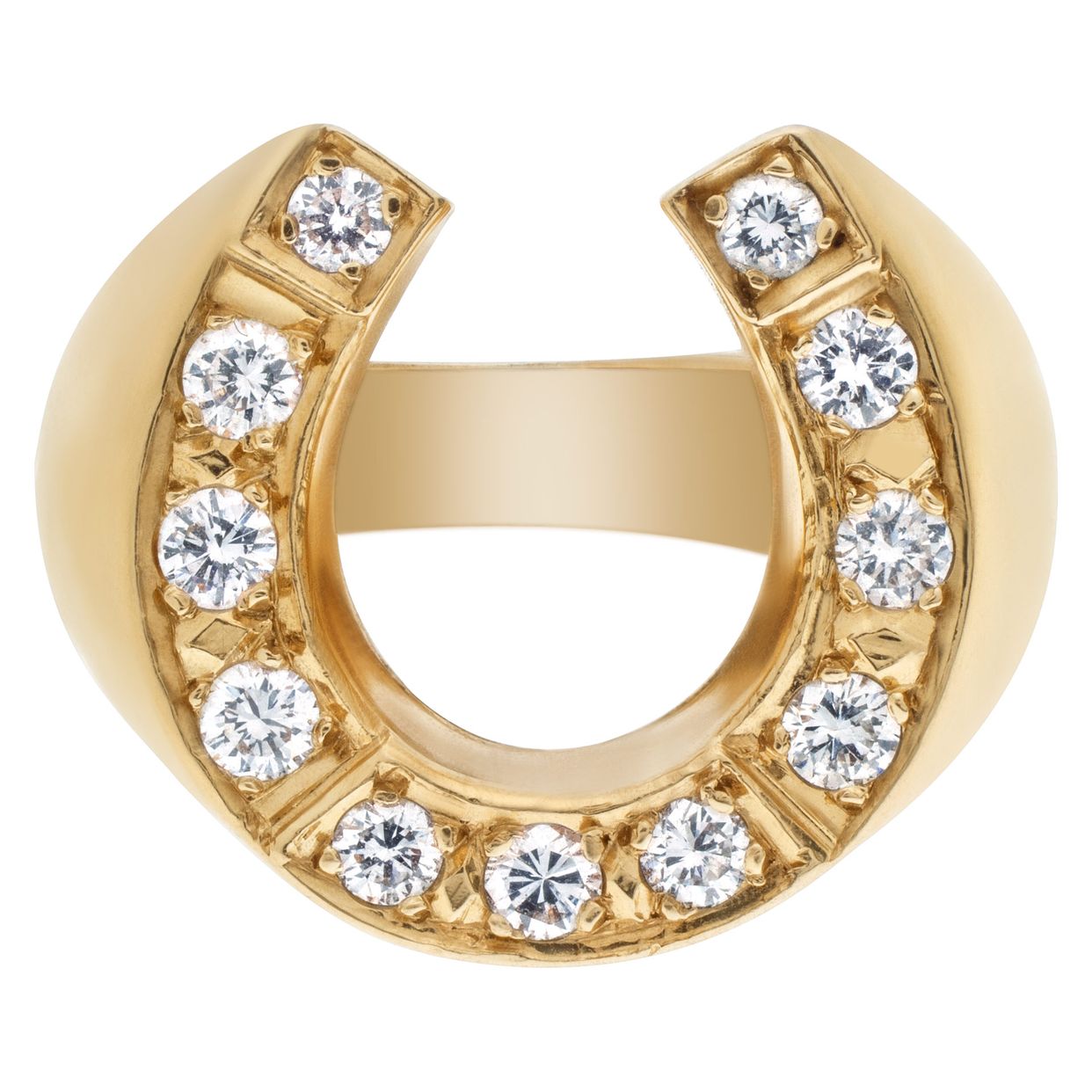 Good luck diamond horseshoe ring in 14k, approximately 0.75