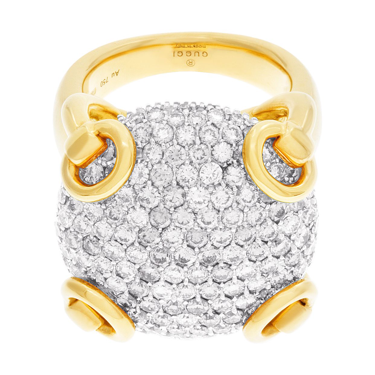 Gucci Horsebit diamond cocktail ring in 18k | Gray & Sons Jewelers