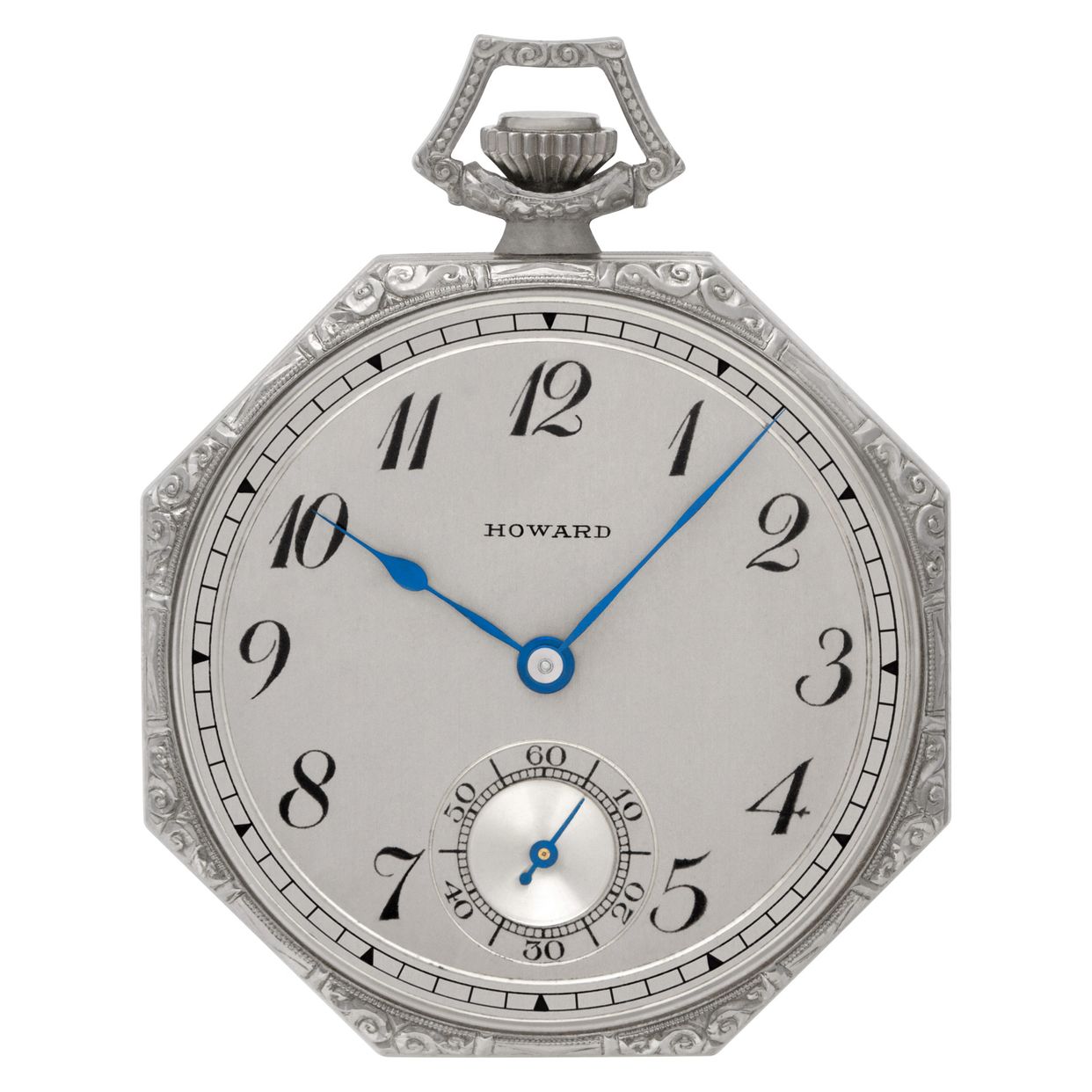 Buy Howard pocket watch 14k white gold Silver dial 42mm | Gray & Sons