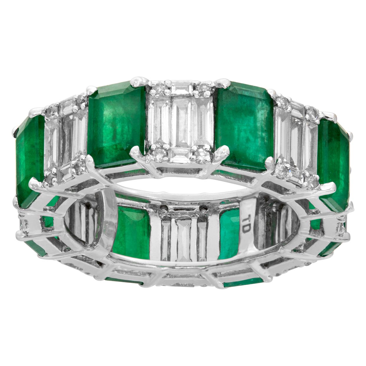 Illusion Baguette Diamonds And Emerald Cut Emerald Eternity
