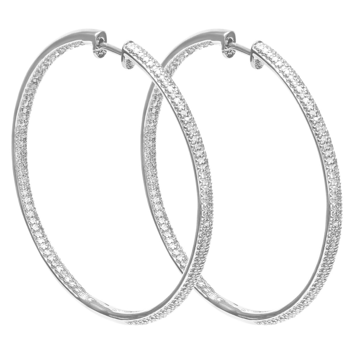 Inside-out diamond hoops in 14k white gold | Gray & Sons Jewelers