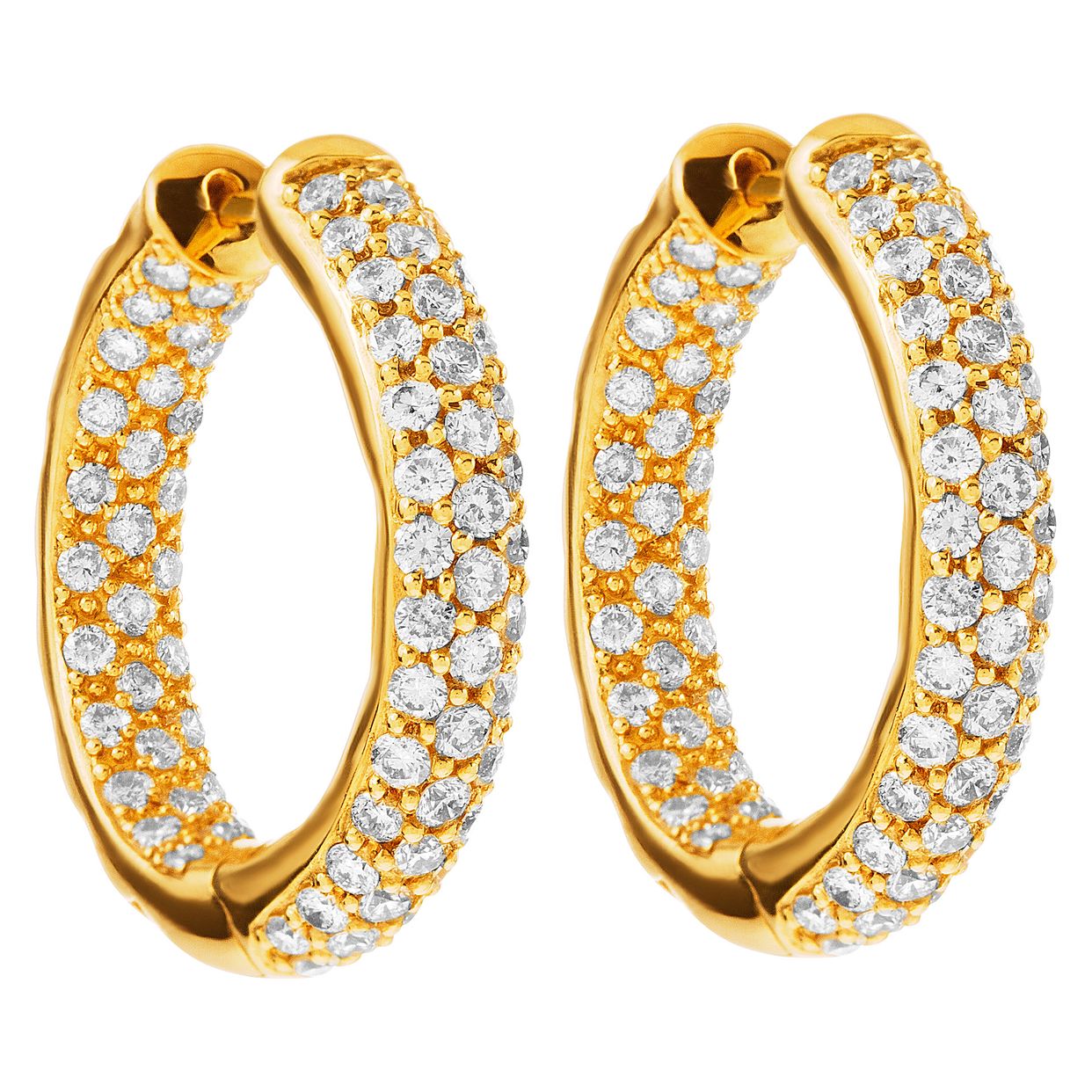 Inside-out diamond hoops in 18k | Gray & Sons Jewelers