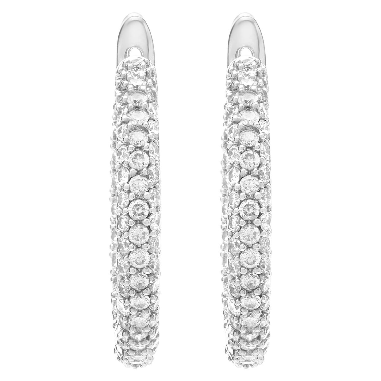 Inside-out diamond pave hoops in 18k white gold | Gray & Sons Jewelers