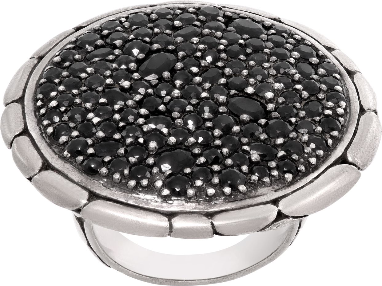 John Hardy Pave Set Black Sapphire Cocktail ring in sterling