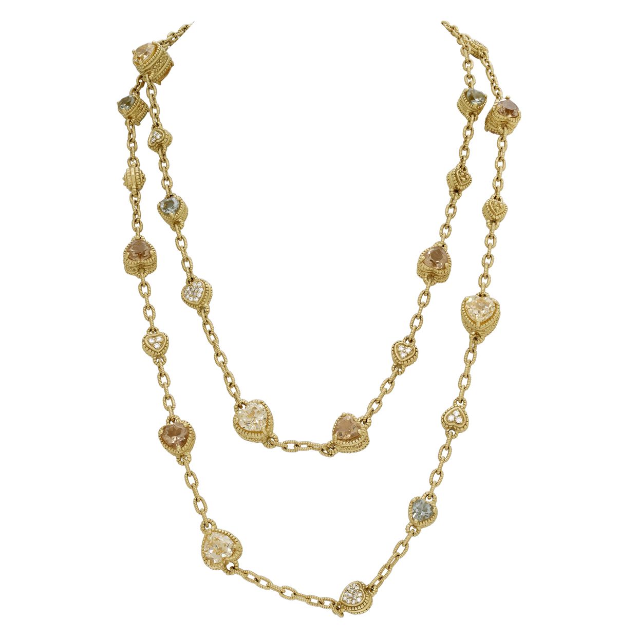 Judith Ripka hearts by the yard necklace in 18k yellow gold