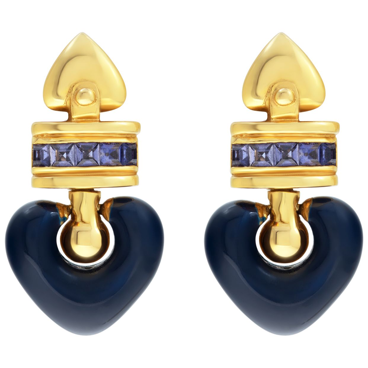 La Nouvelle Bague blue enamel and sapphire earrings in 18k