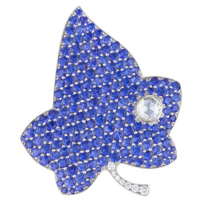 Leaf broach in 18k white gold | Gray & Sons Jewelers