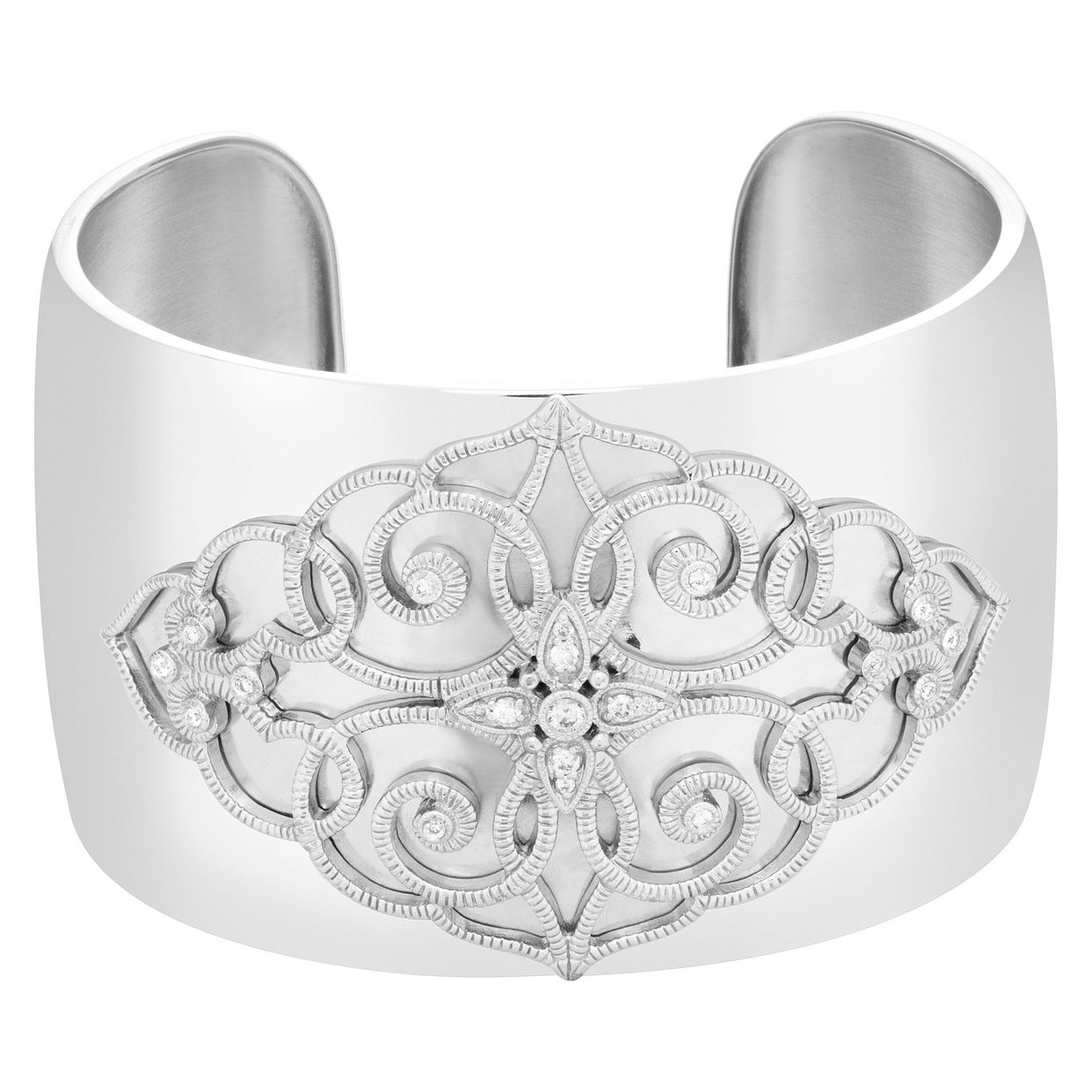 Leslie Greene sterling silver Hudson oxidized cuff with diamonds