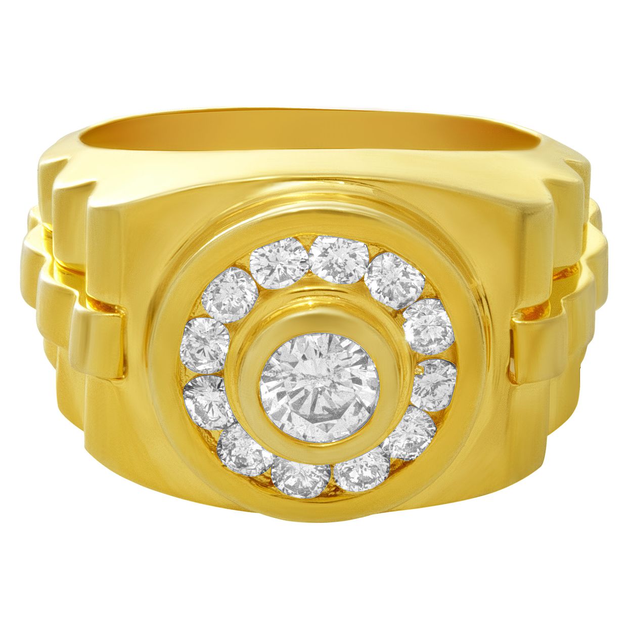 Mens president style diamond ring in 14k. 1.00 carat in | Gray & Sons