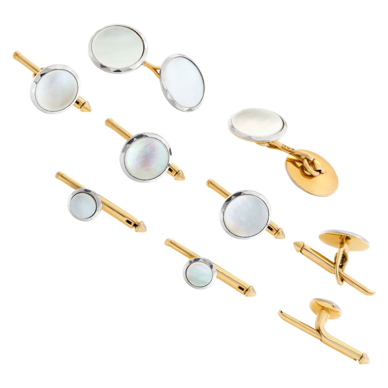 Mother of pearl tuxedo stud and cufflink set | Gray & Sons Jewelers