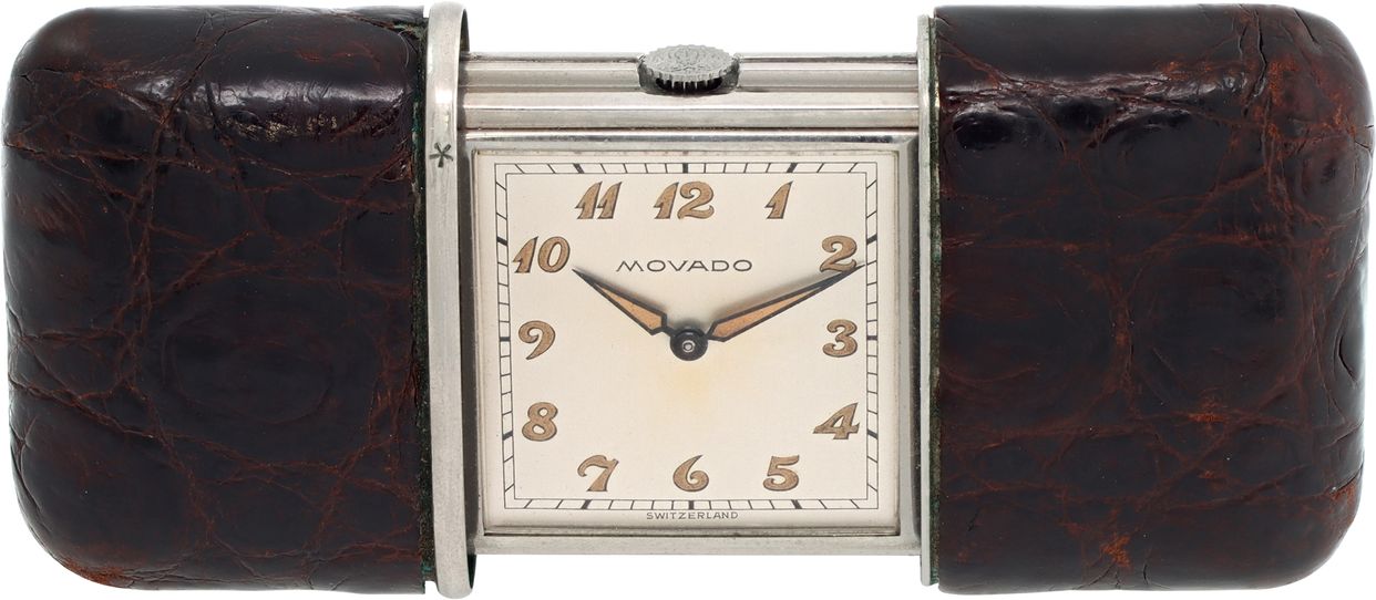 Pre-owned Movado Travel Clock Stainless Steel 48mm watch | Gray & Sons