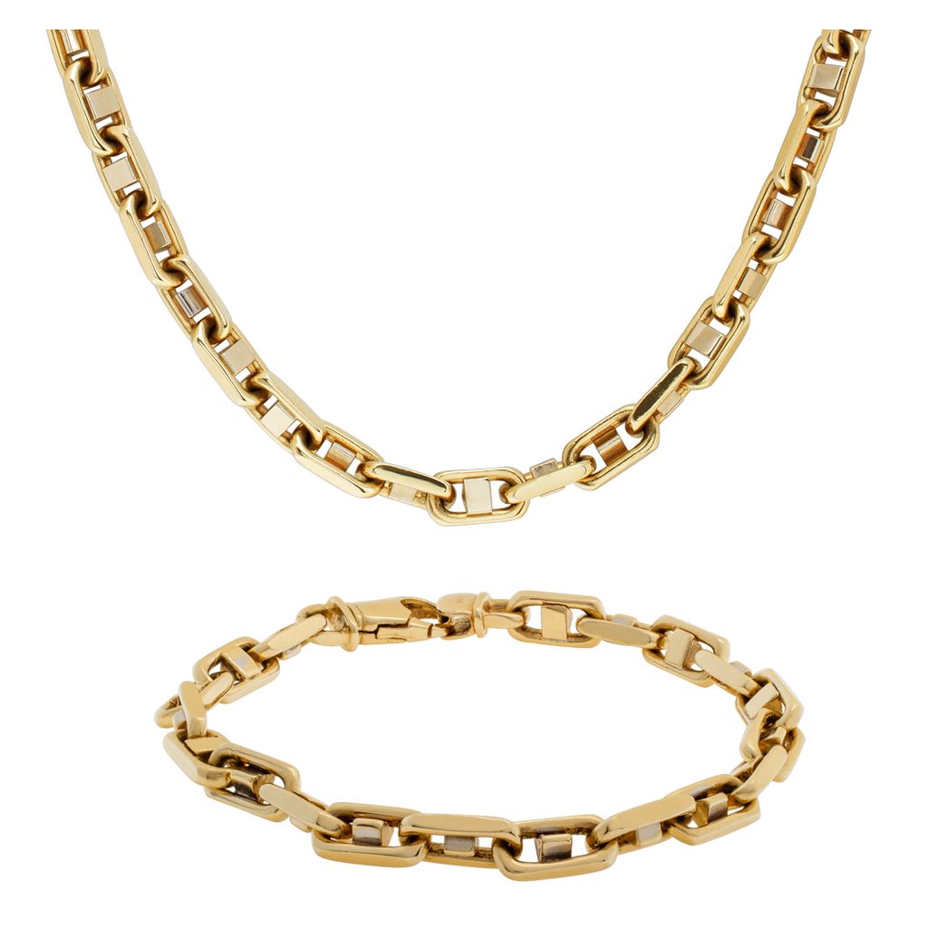 Nautical Link style 14k necklace and bracelet set | Gray & Sons