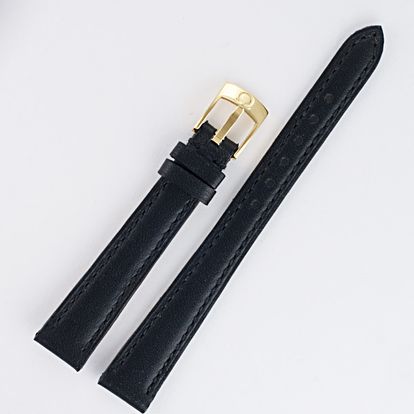 Omega black leather strap with buckle (13x10) | Gray & Sons Jewelers