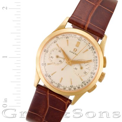 Used Omega Chronograph 2872 18k pink gold 34mm Manual | Gray & Sons