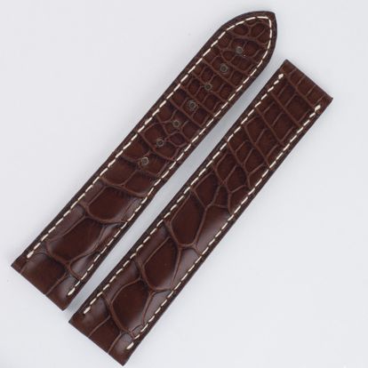 Omega dark brown crocodile strap with white stitching (19x18)