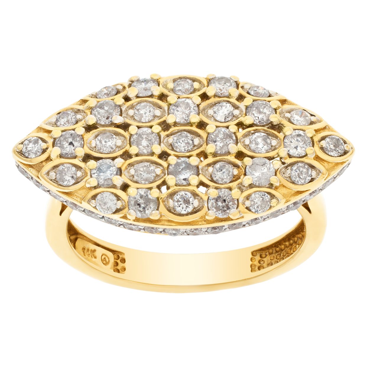 Ellipse Diamond ring in 14k yellow gold, with approximately 0.93