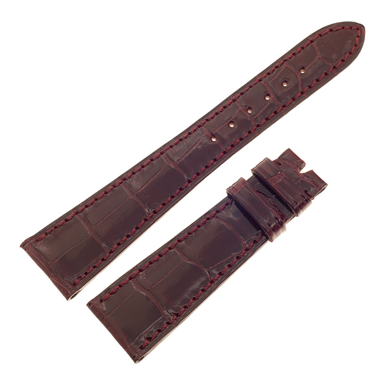 Patek Philippe burgundy shiny alligator strap (19mm x 14mm)