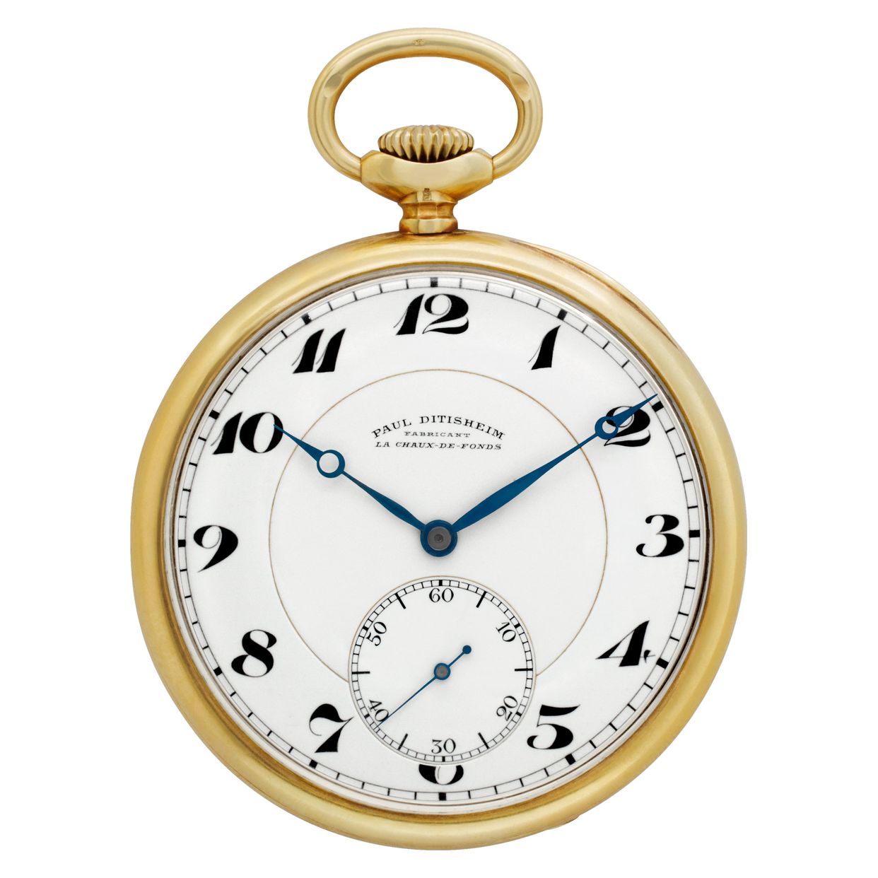 Pre-owned Paul Ditisheim pocket watch 87837 18k Porcelain dial