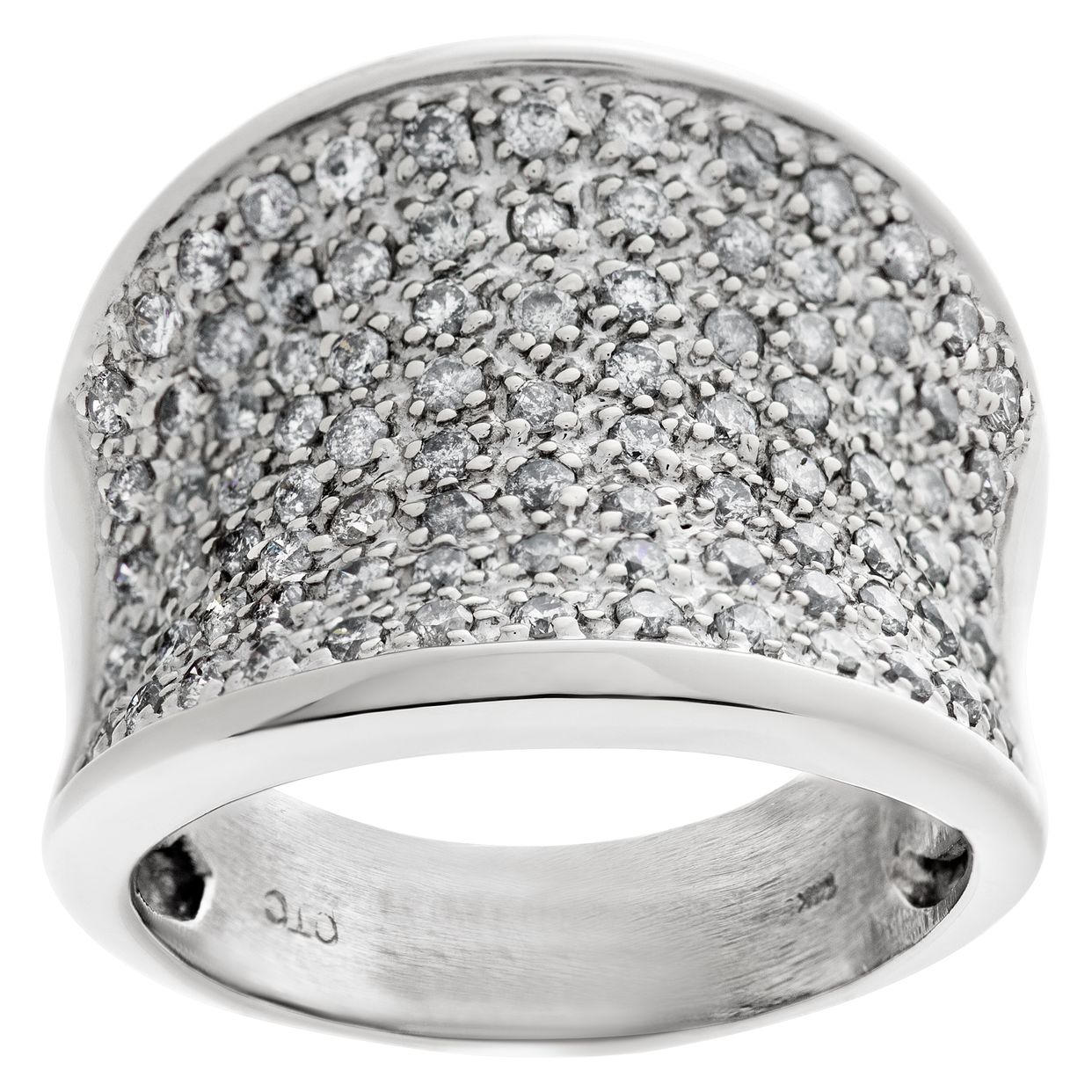 Pave diamond wide ring in 14k white gold | Gray & Sons Jewelers