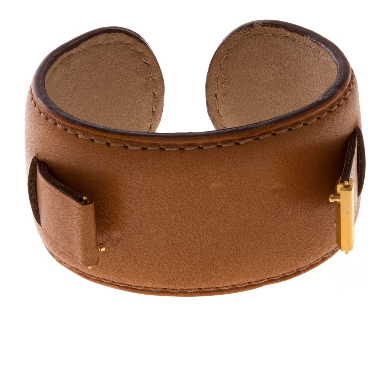 Piaget light brown leather cuff strap for "Miss Protocole"